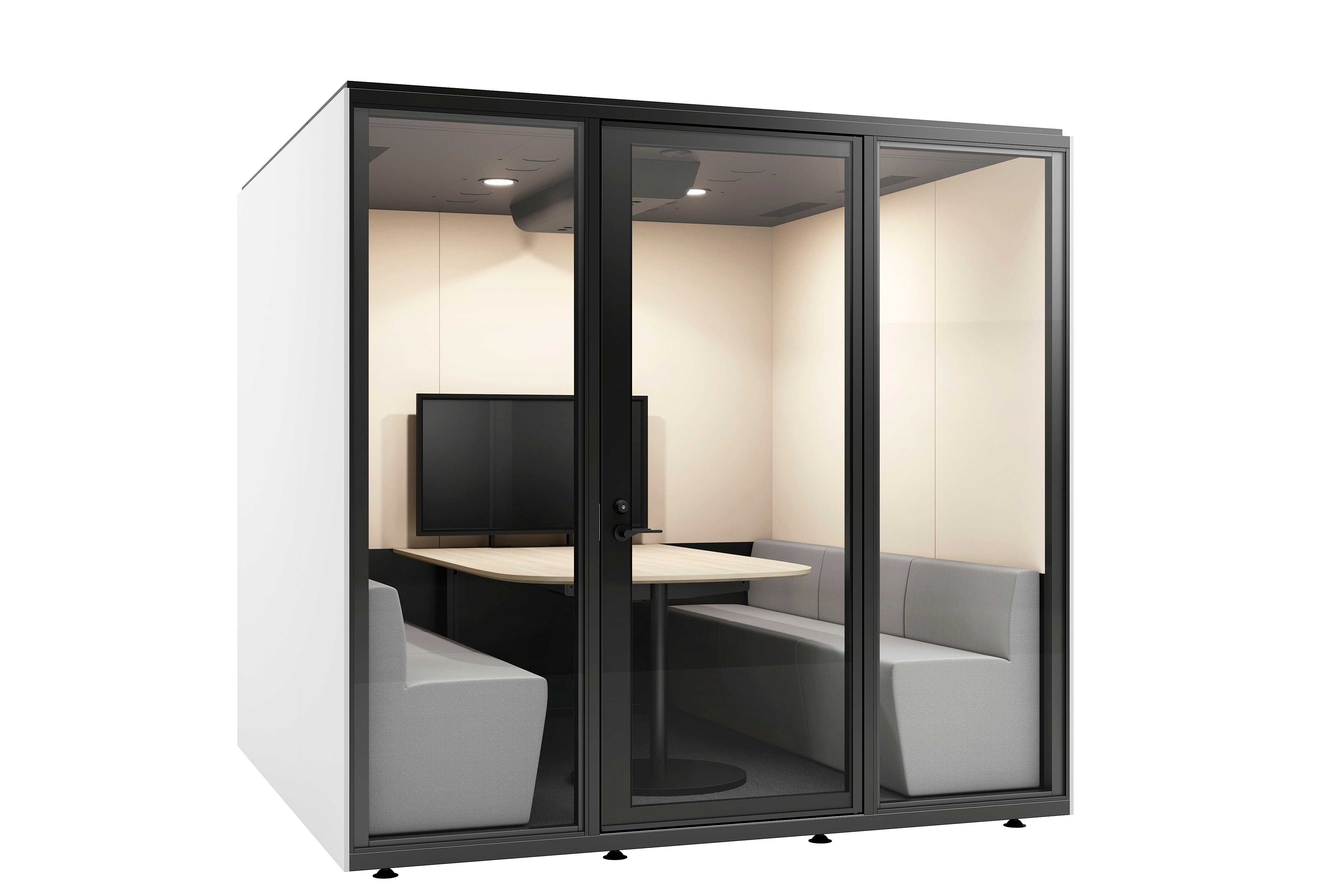 ワークブース「TELECUBE by OKAMURA」シリーズの新サイズ 4〜6人で使用できる多人数用を発売 | 株式会社ブイキューブ